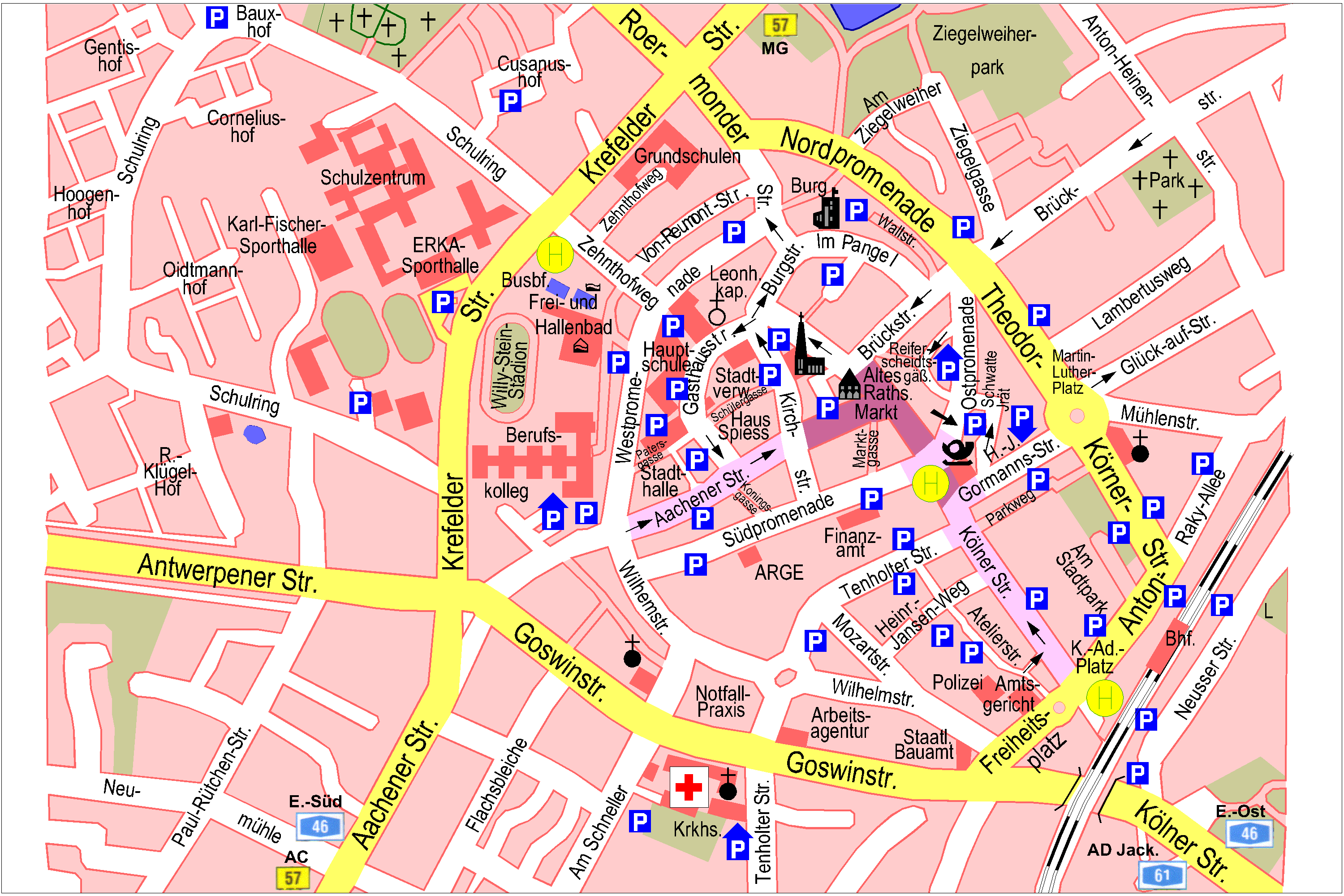 GeoCAD-R, Anfahrt Innenstadt